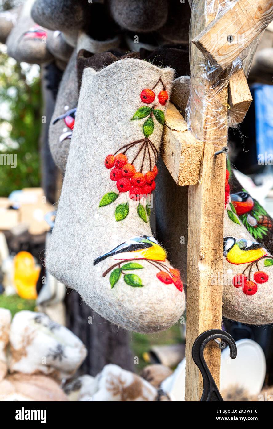 Samara, Russia - September 24, 2022: Traditional russian felted boots ...