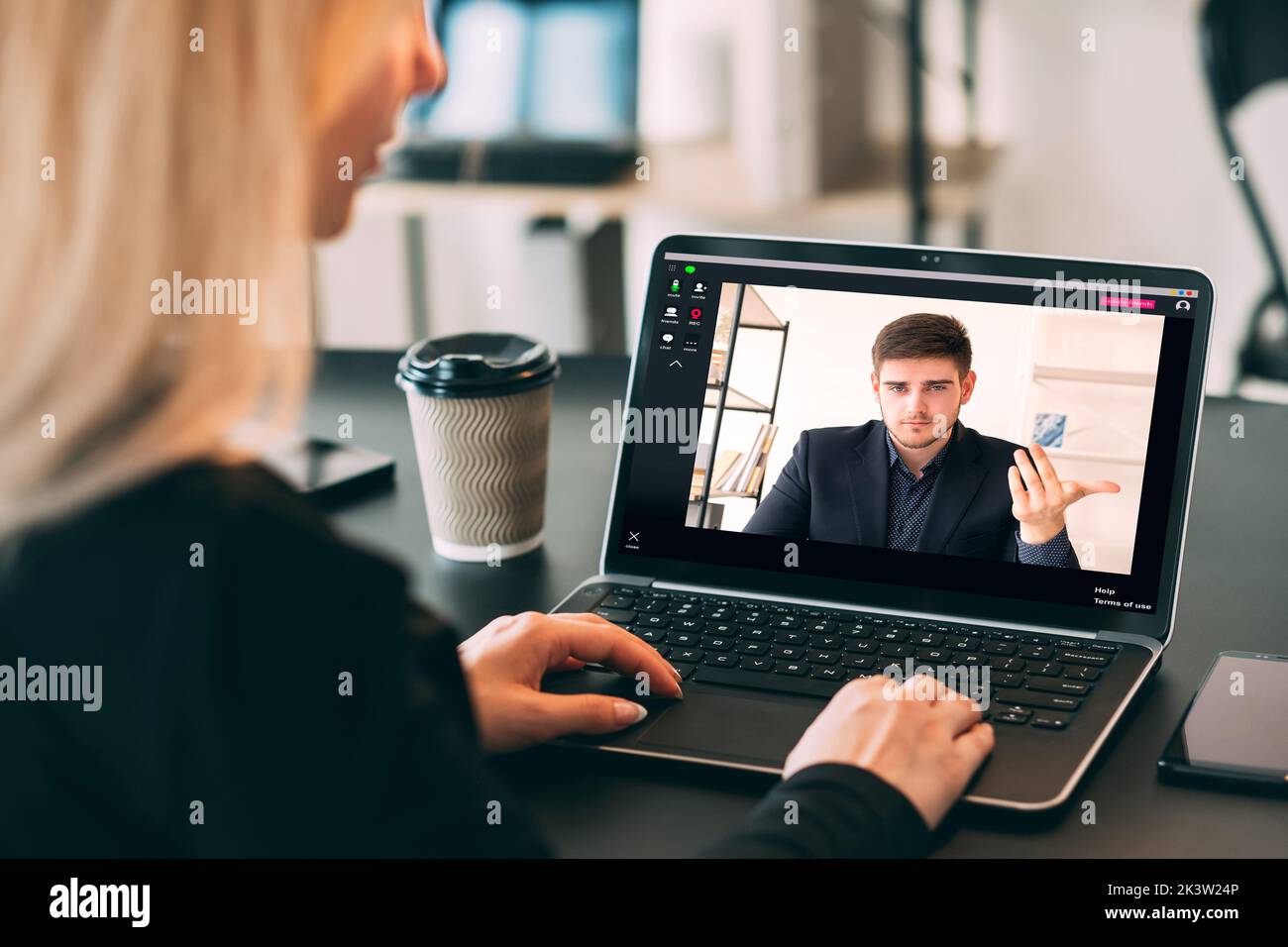 Virtual meeting. Web chat. Professional teleconference. Remote job ...