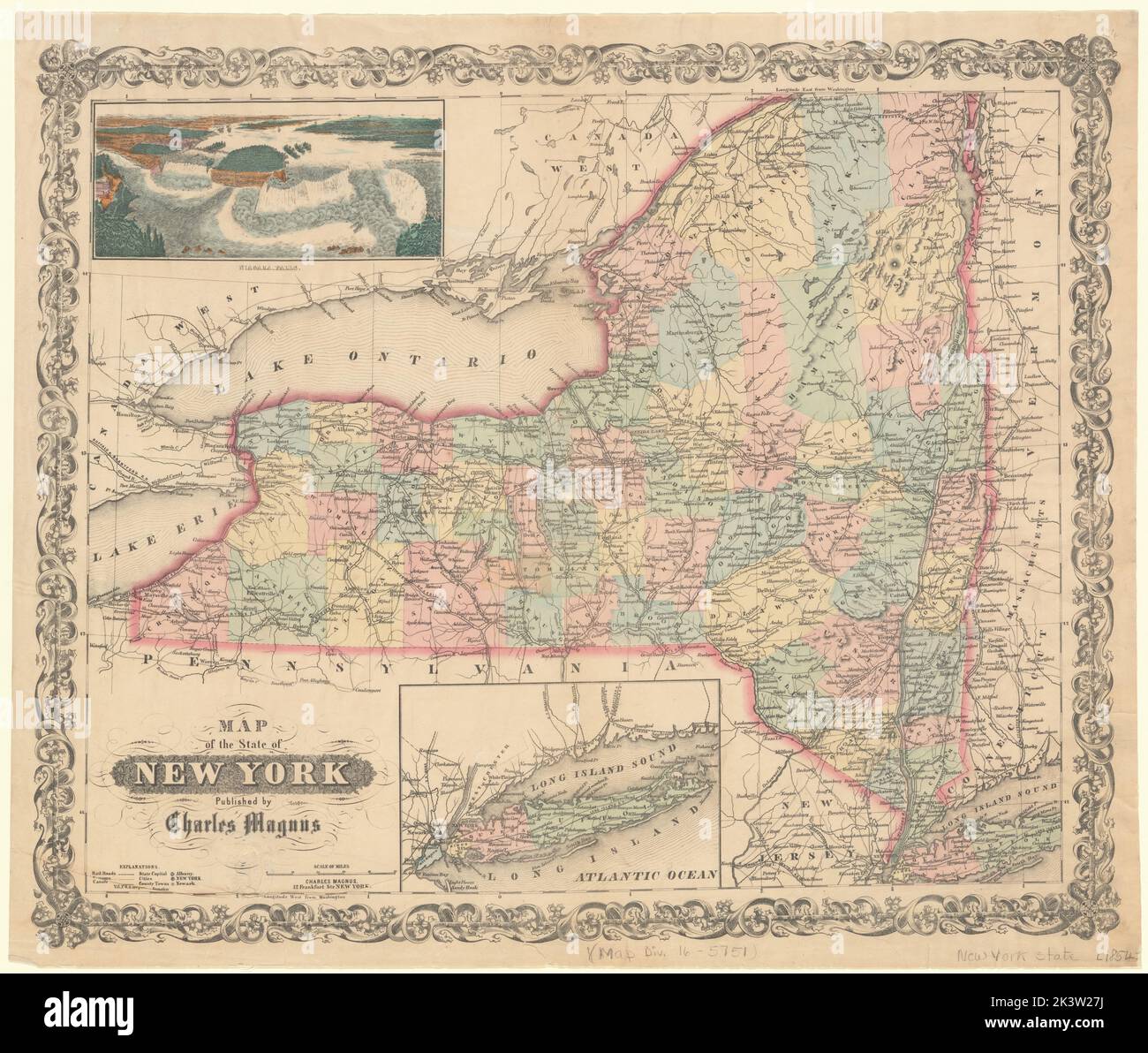 Map of the State of New York New York Cartographic. Maps. 1854. Lionel ...