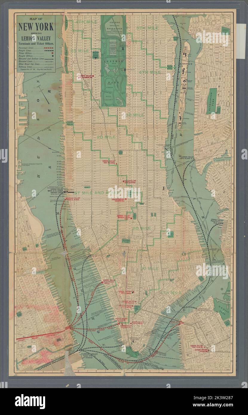 Map of New York showing Lehigh Valley terminals and ticket offices 1904 ...