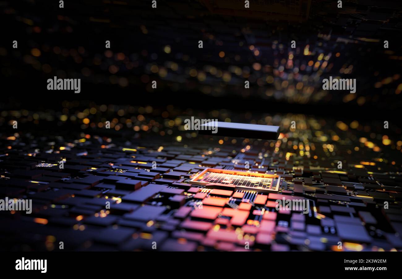 3D rendering microprocessor CPU chipset central processor unit on the illumination circuit ...