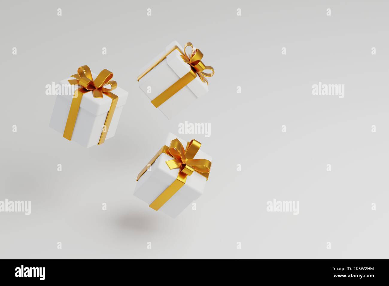 3D Rendering Gift boxes on white background with copy space. Group of ...