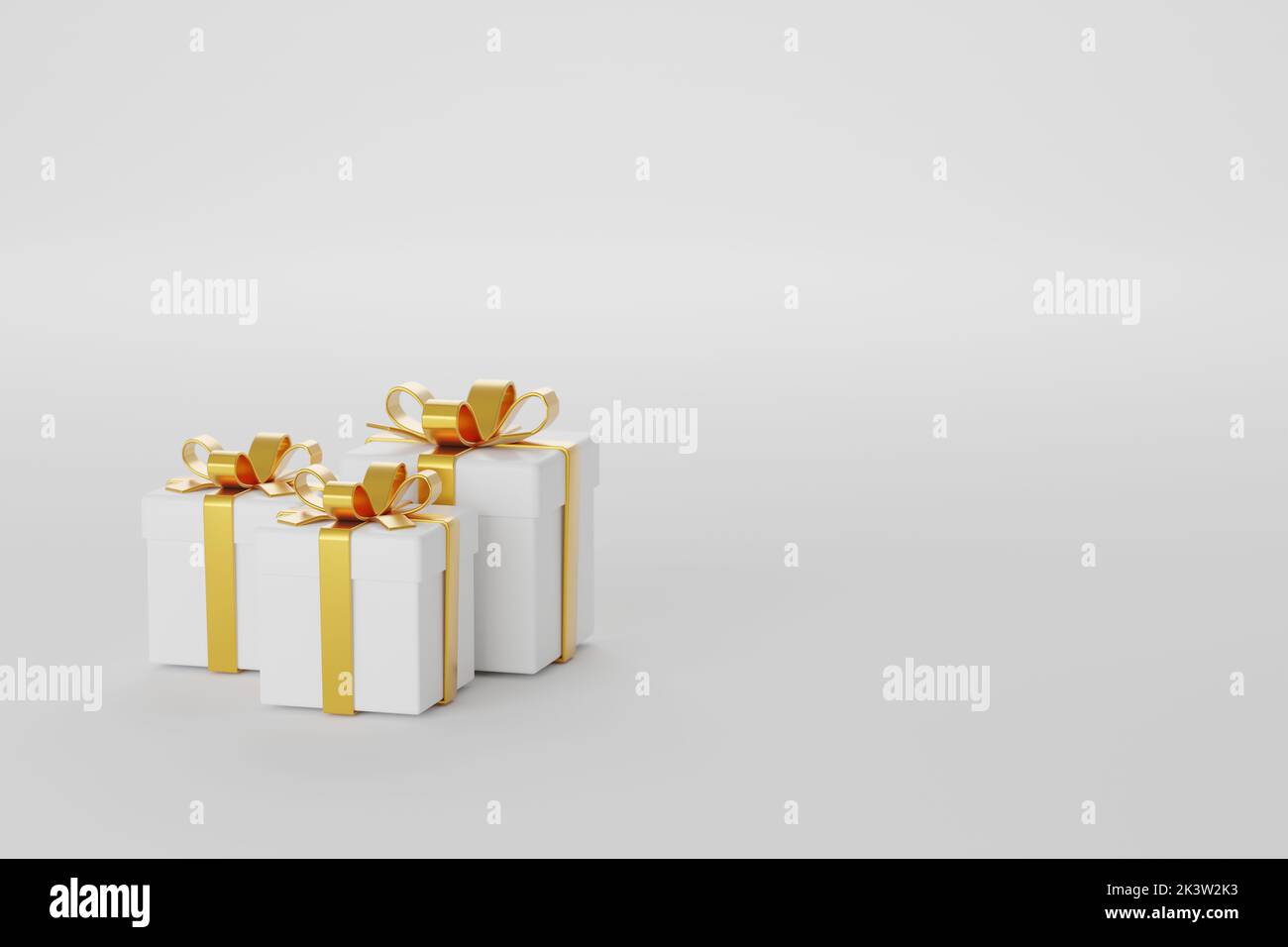 3D Rendering Gift boxes on white background with copy space. Group of ...