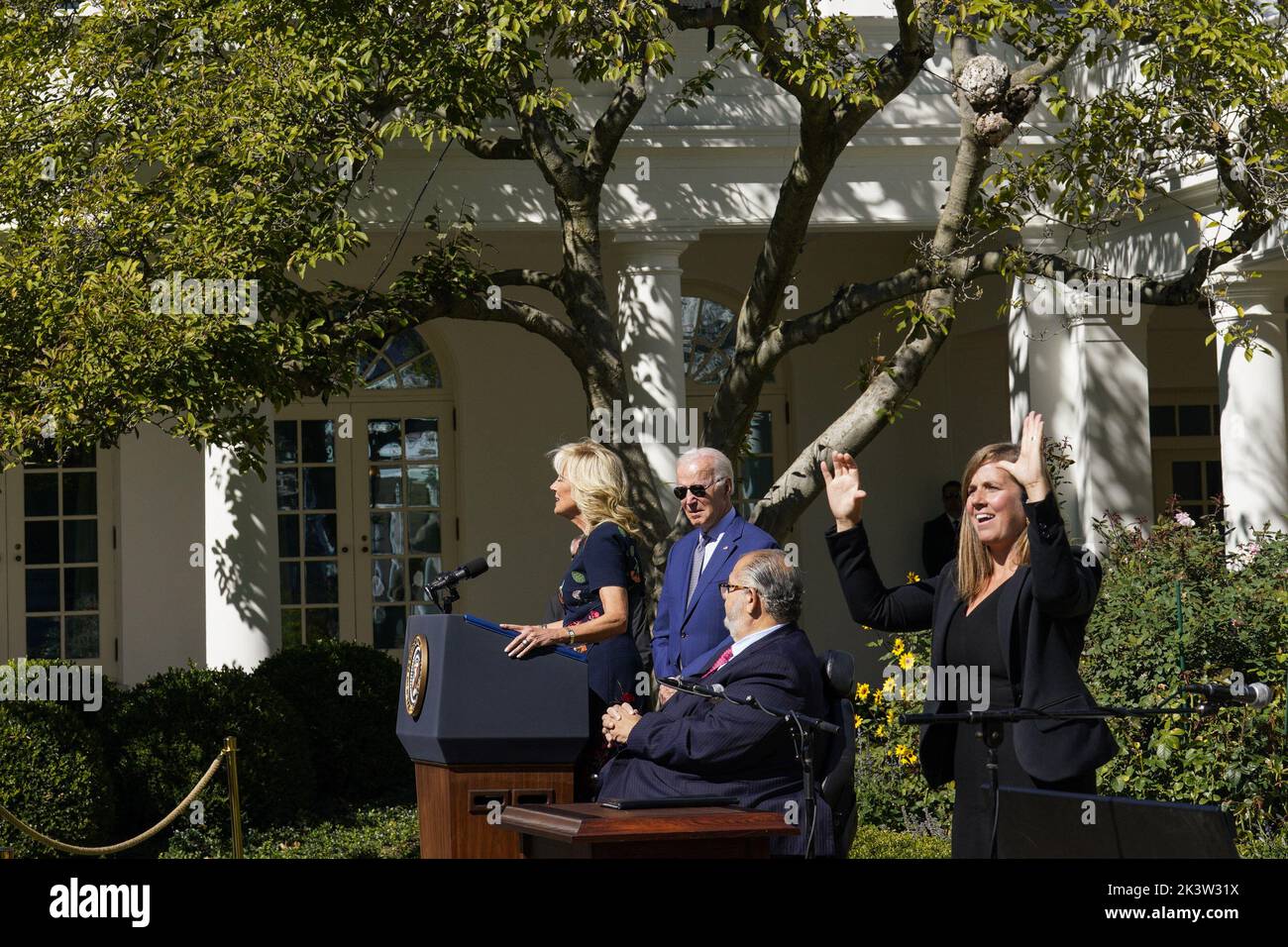 President Joe Biden and Mayor Tim Adams (Bowie, MD) listen as First ...