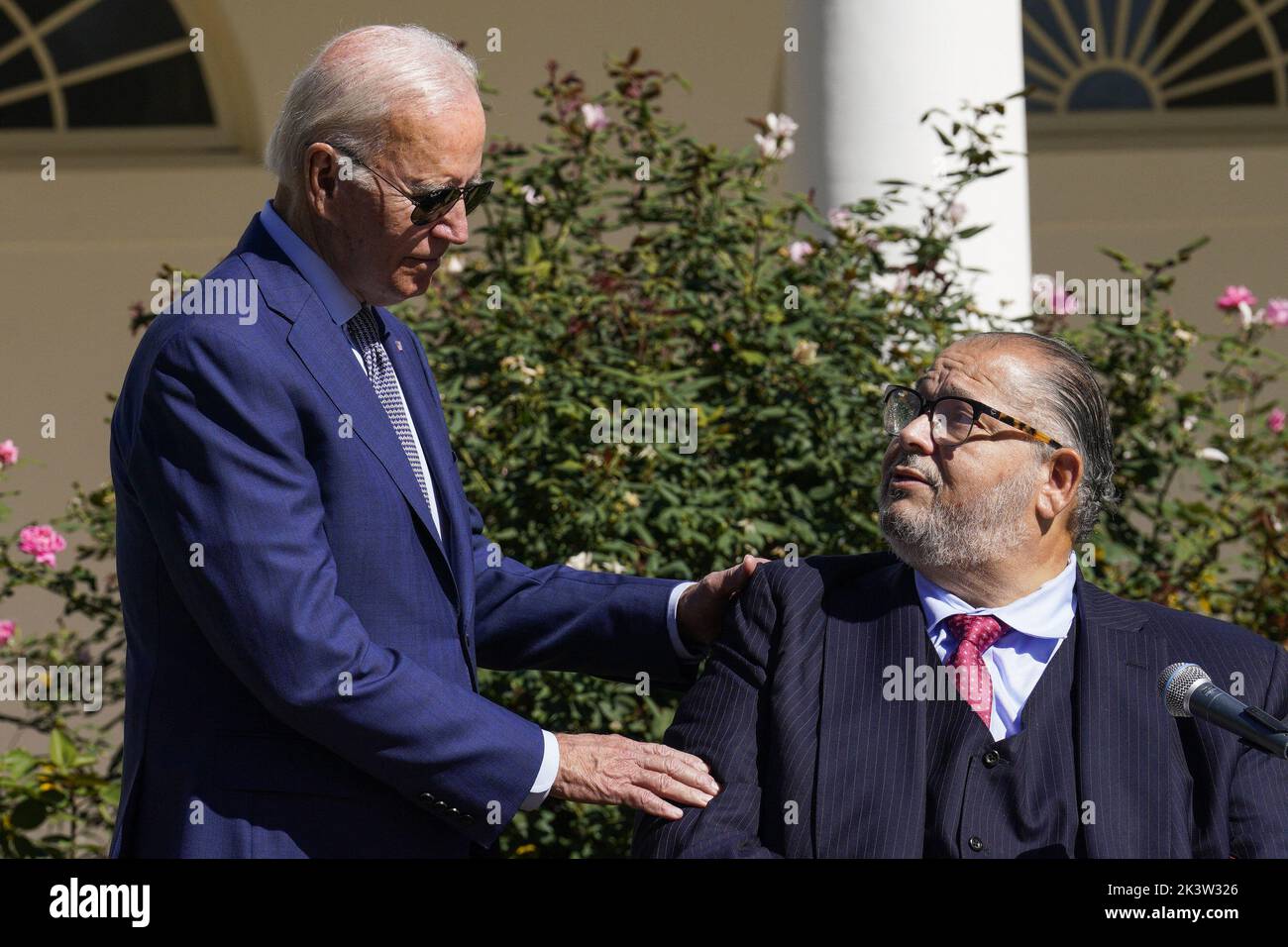 President Joe Biden and Mayor Tim Adams (Bowie, MD) speak before an ...