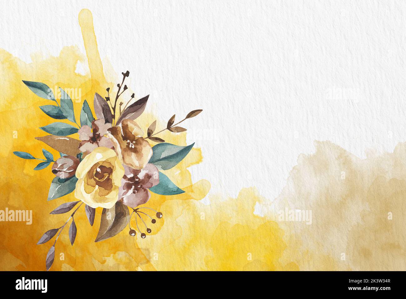 watercolor paper background texture. floral border background in green ...