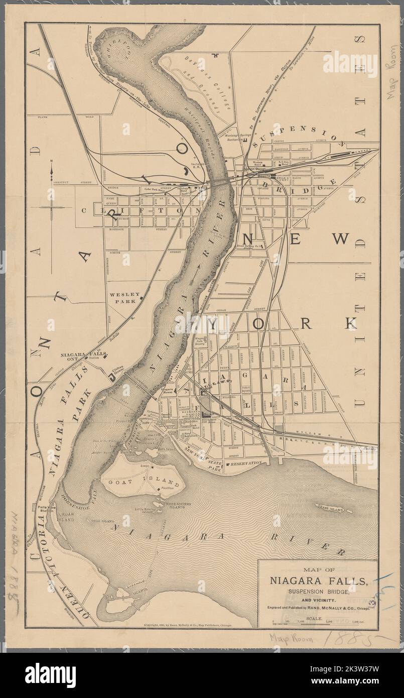 Map of Niagara Falls, suspension bridge, and vicinity Cartographic ...