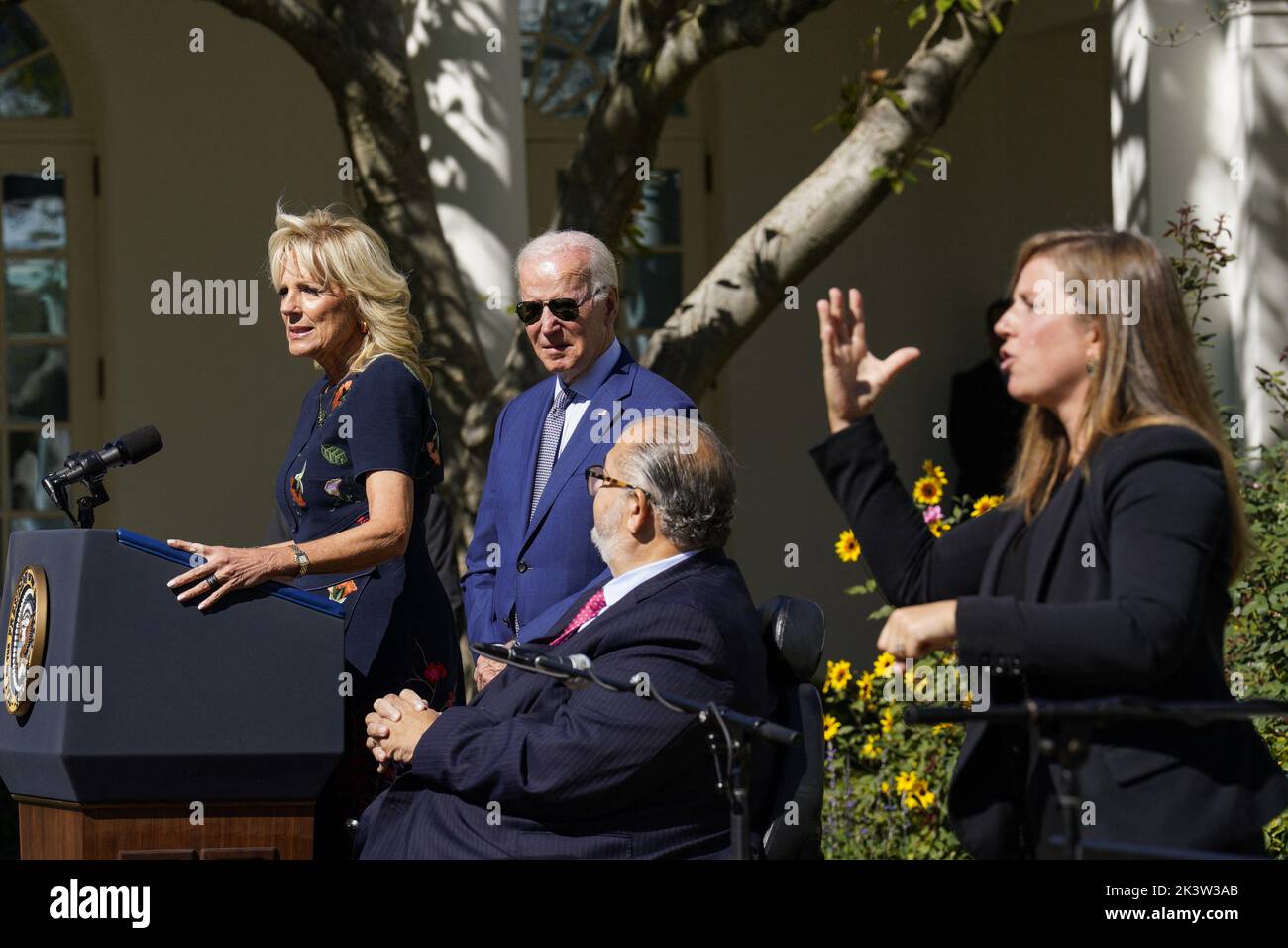 President Joe Biden and Mayor Tim Adams (Bowie, MD) listen as First ...