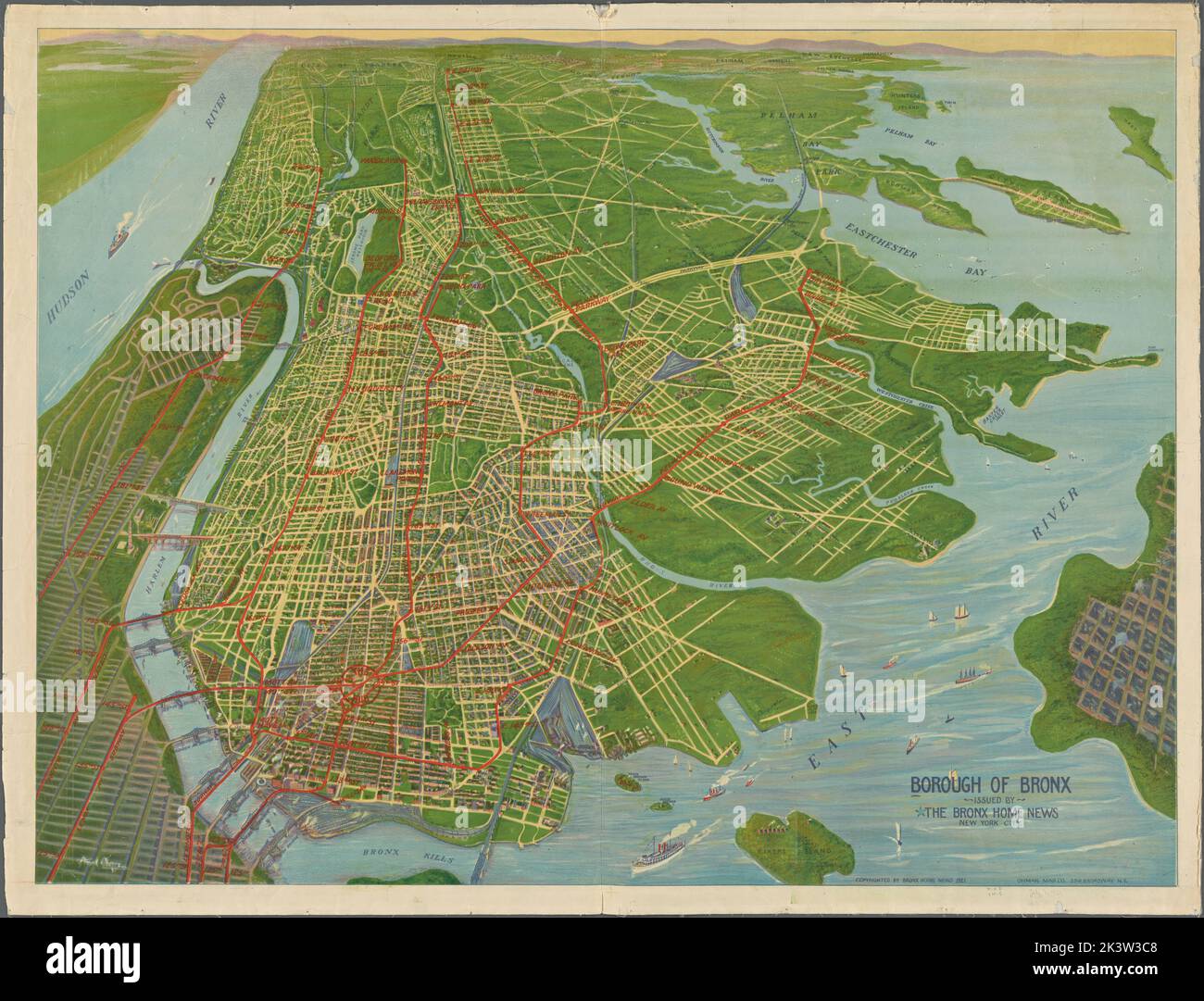 Panorama of the Borough of the Bronx issued by the Bronx Home News ...