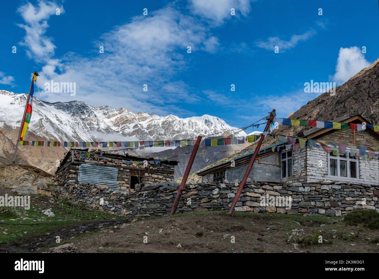 Trekking in Nepal: Village near Yak Kharka in the Annapurna Circuit ...