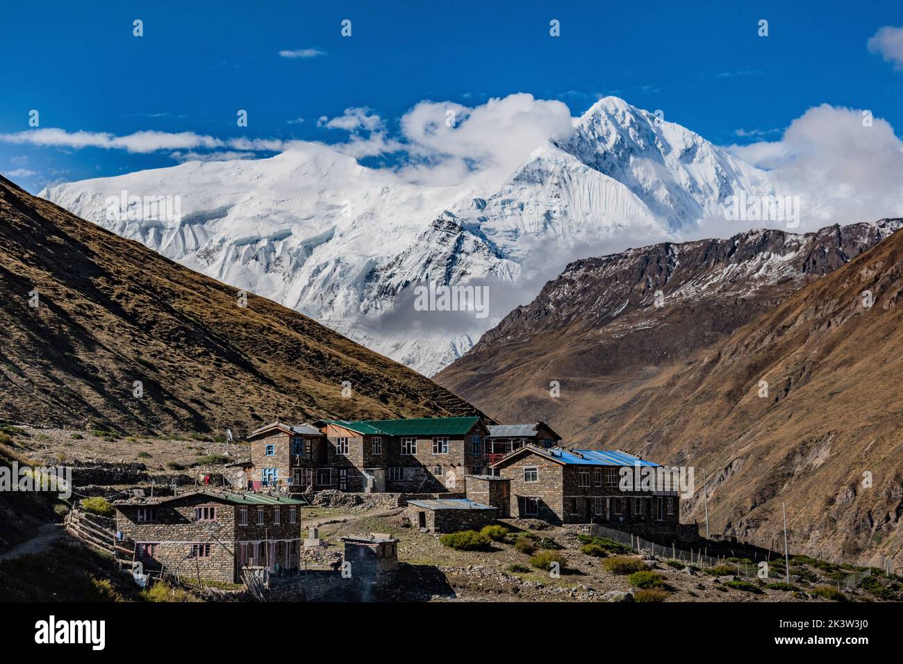 Trekking in Nepal: Village near Yak Kharka in the Annapurna Circuit ...