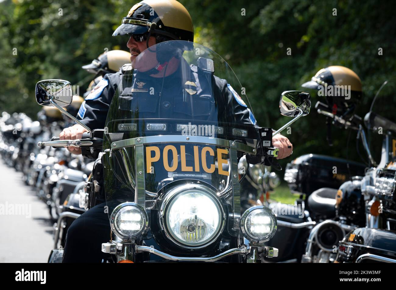 Dallas, Georgia, USA. 15th Sep, 2022. Motorcycle police officer ready ...