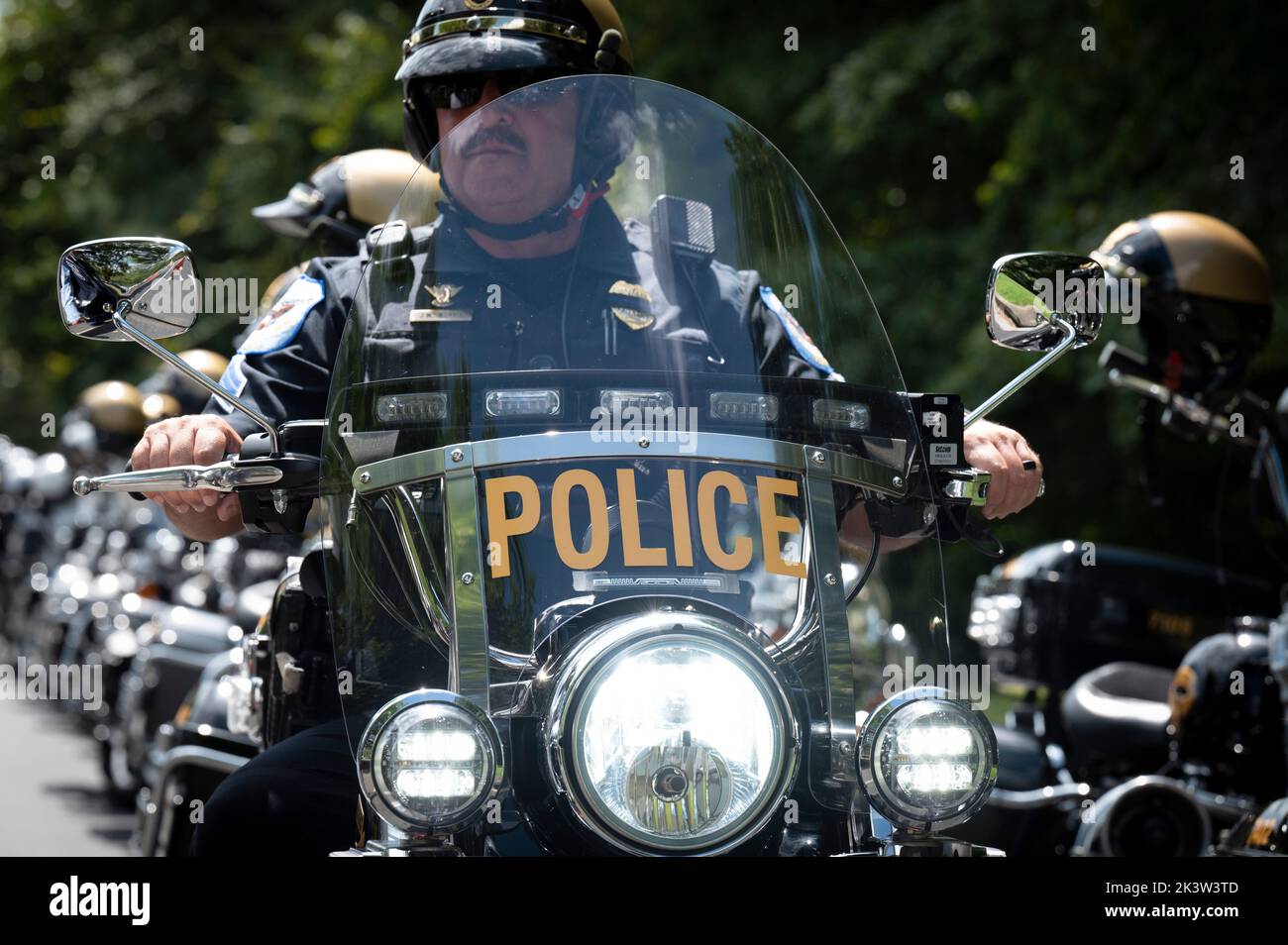 Dallas, Georgia, USA. 15th Sep, 2022. Motorcycle police officer ready ...