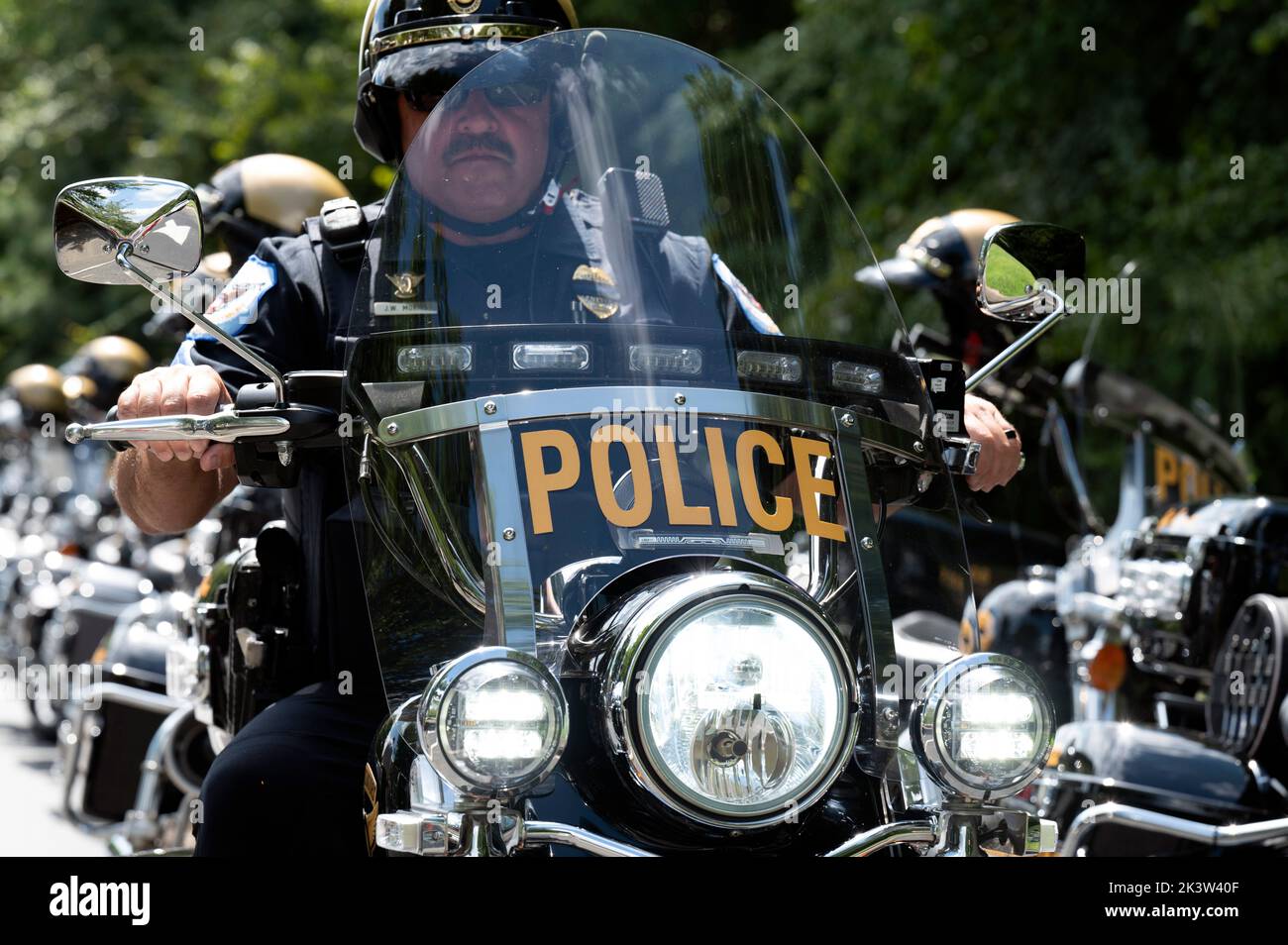 Dallas, Georgia, USA. 15th Sep, 2022. Motorcycle police officer ready ...