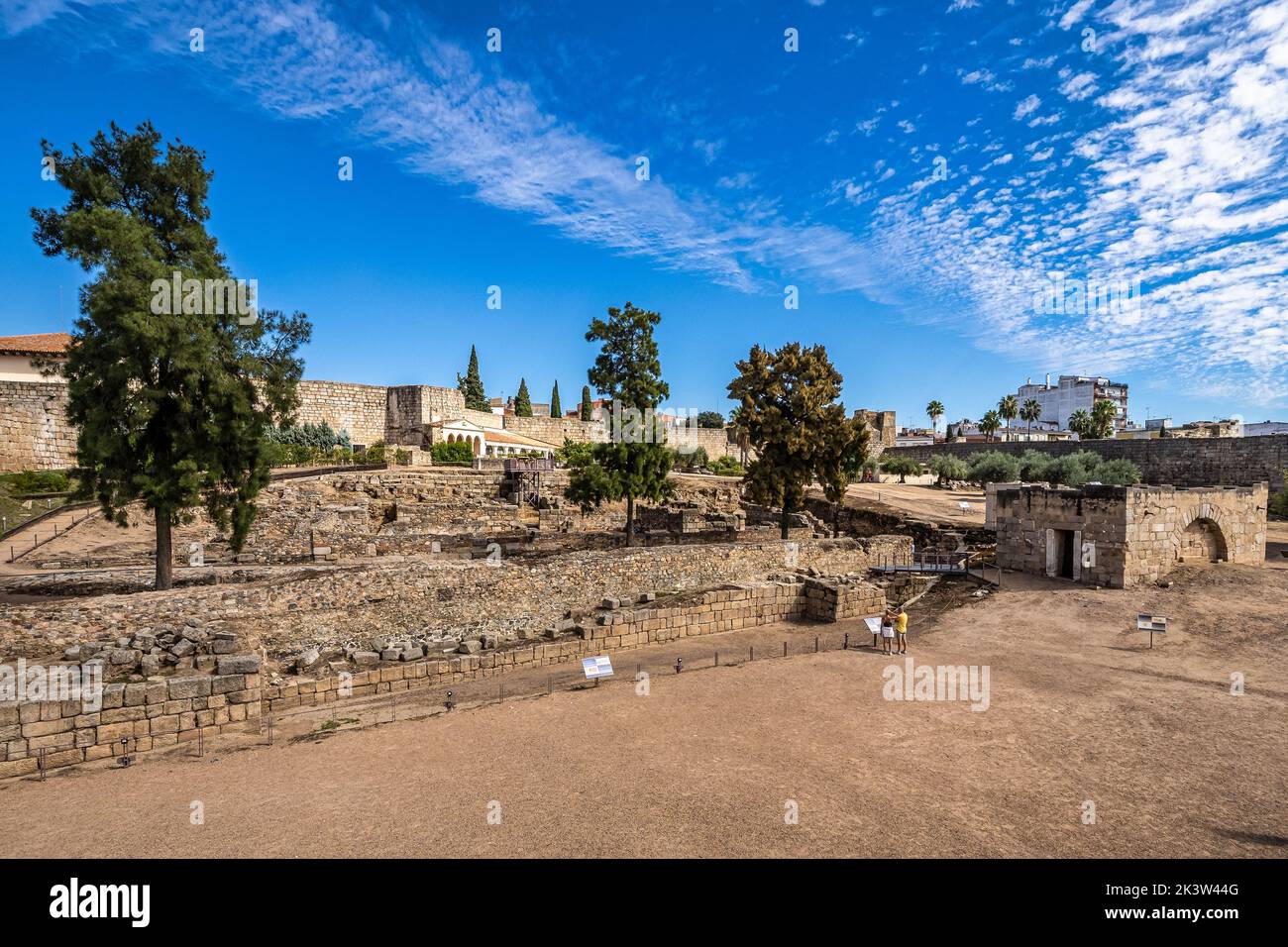 Arab Fortress Alcazaba near Guadiana river in Merida, Spain, region of ...