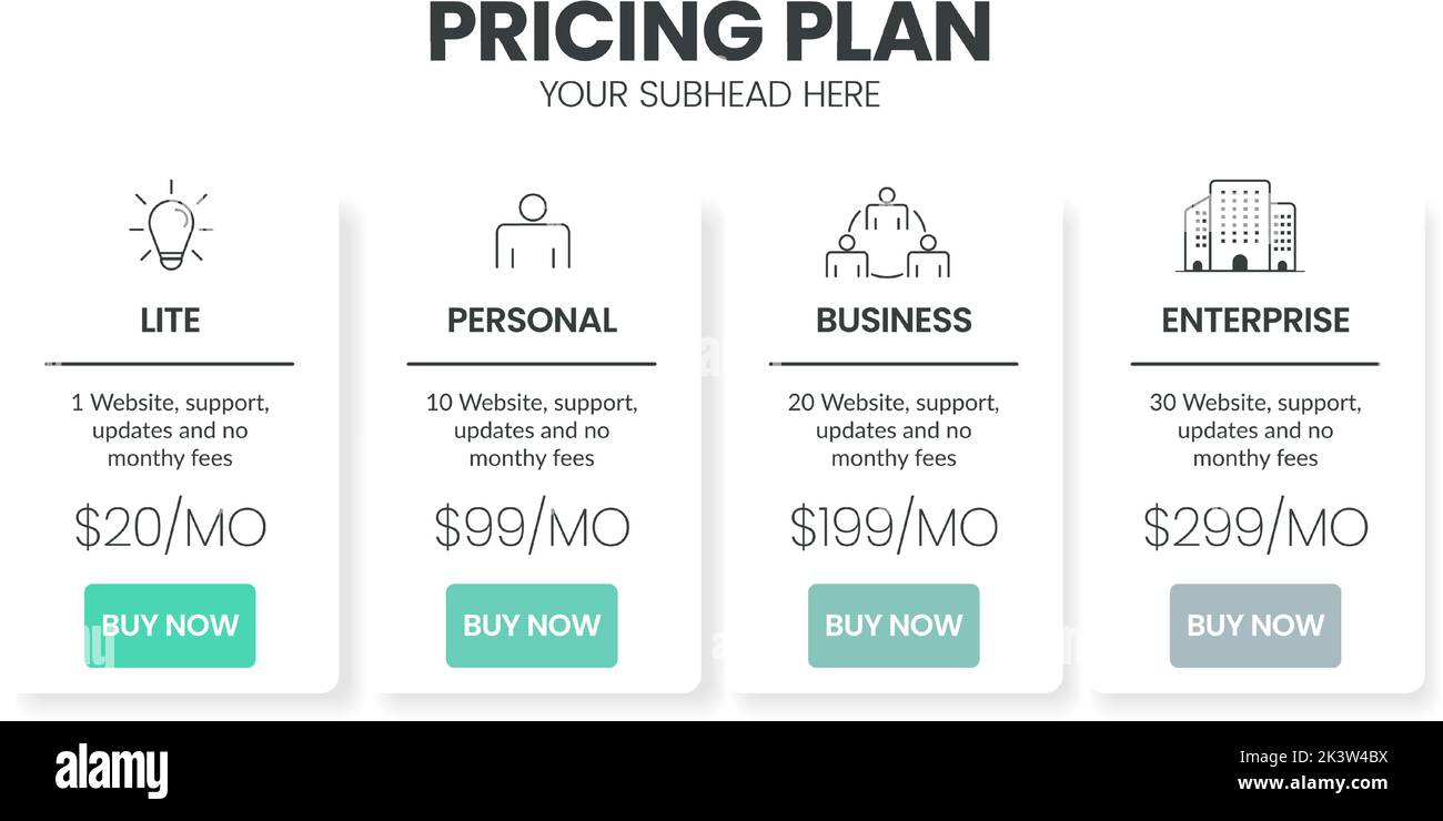 Modern creative pricing subscription plan table template with minimal ...