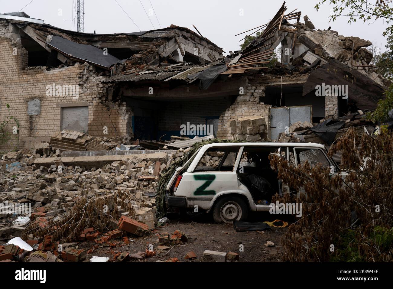 The letter “Z” is seen on a car, the symbol of the Russian military ...