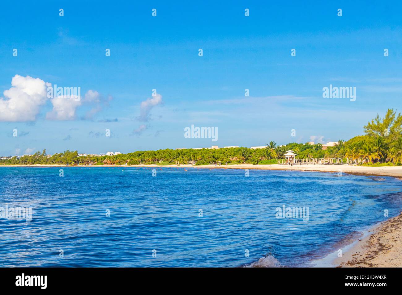 Tropical mexican beach landscape panorama with clear turquoise blue ...