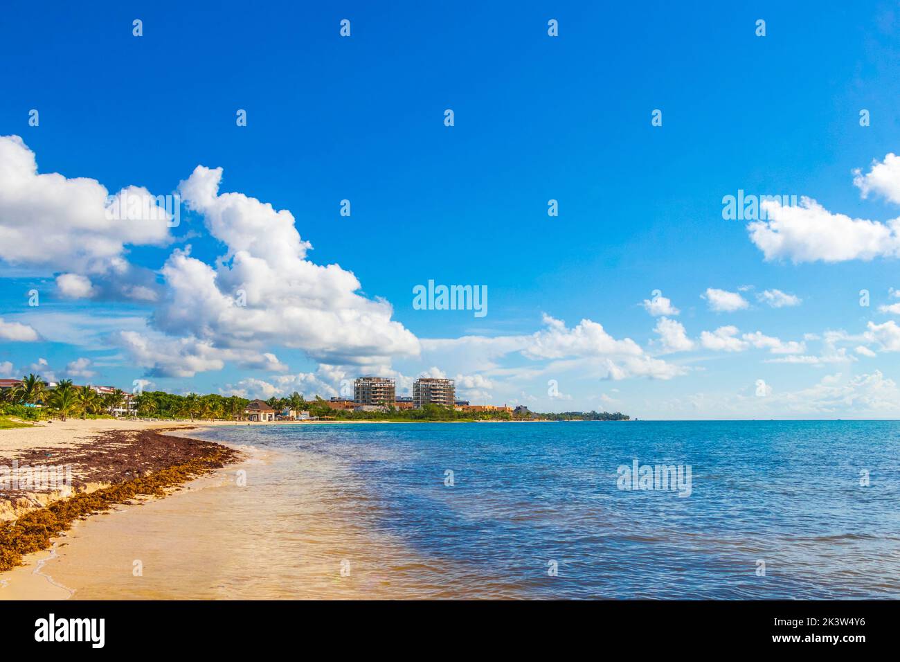 Tropical mexican beach landscape panorama with clear turquoise blue ...