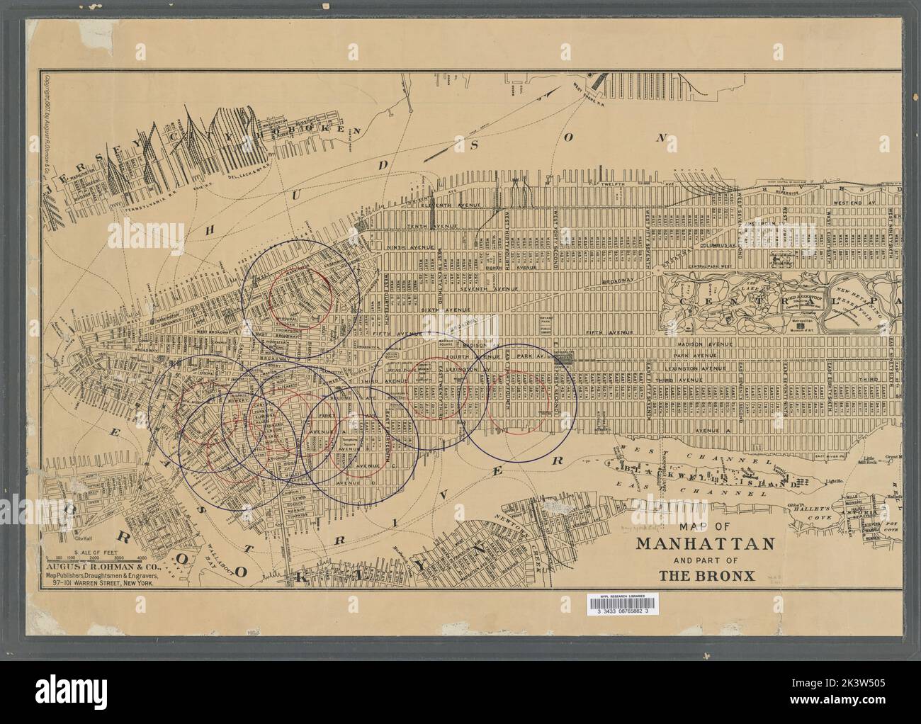 Map of Manhattan and part of the Bronx Cartographic. Maps. 1907. Lionel ...