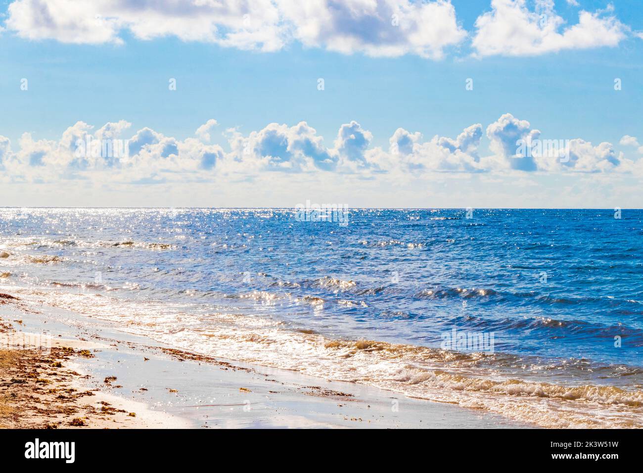 Tropical mexican beach landscape panorama with clear turquoise blue ...