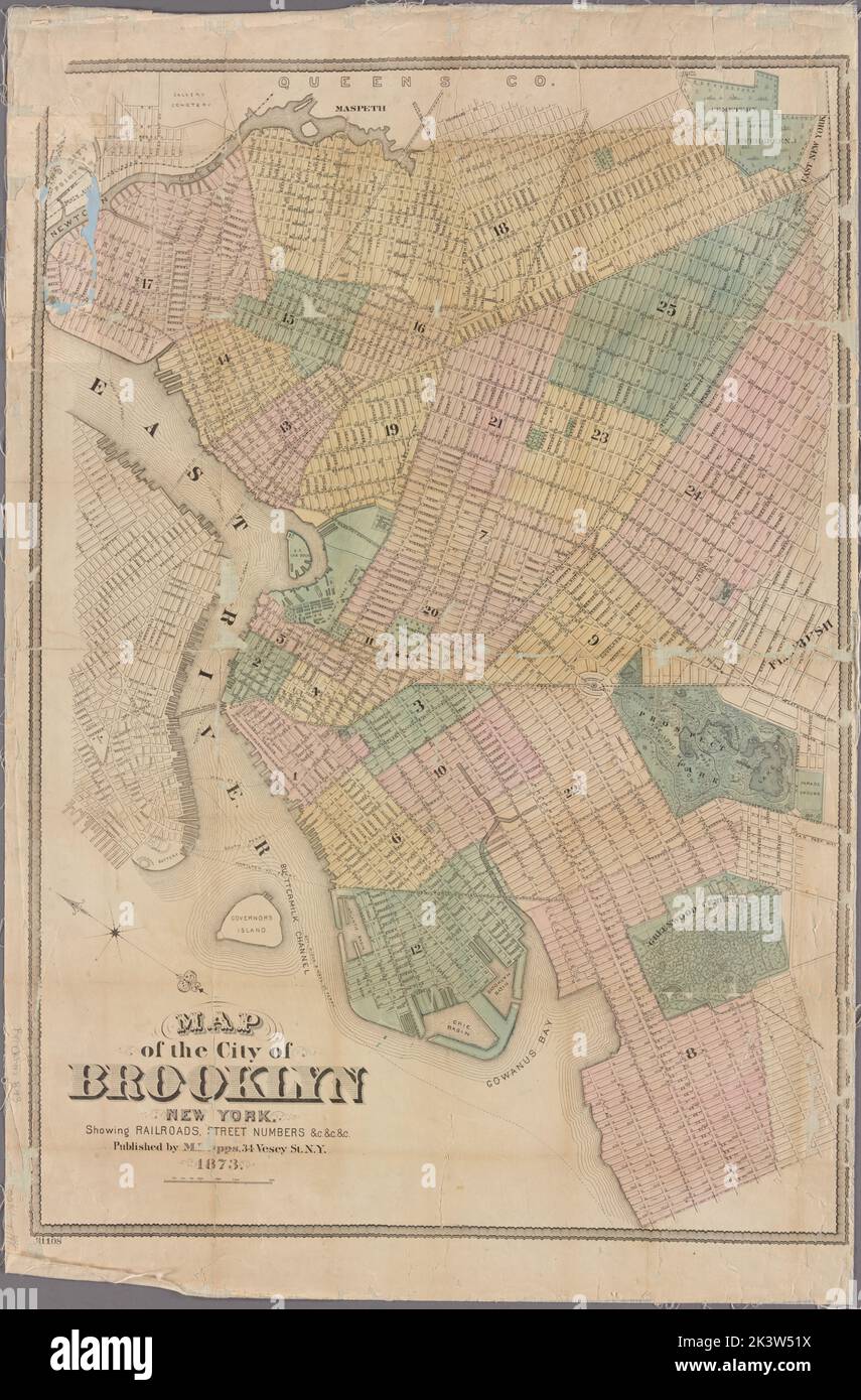 Map of the city of Brooklyn, New York: showing, railroads, street ...