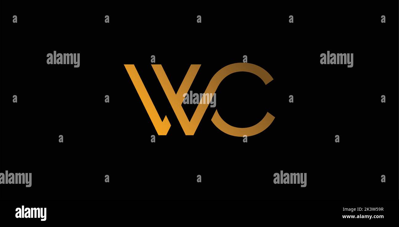 A unique and modern initial WC letter logo design against a black ...