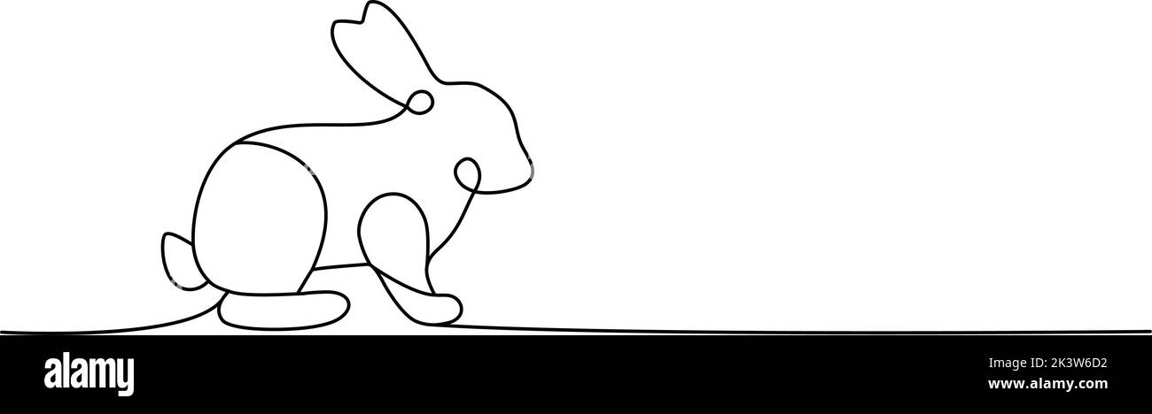 Rabbit one line continuous drawing. Bunny symbol. Farm animal ...