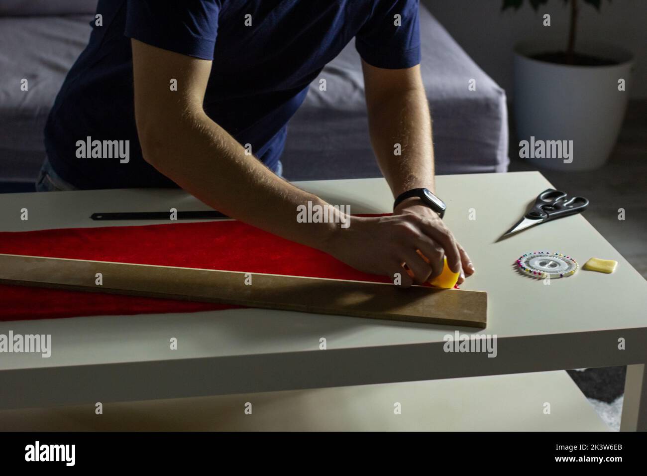 Hands of experienced worker in the handmade industry, performing ...