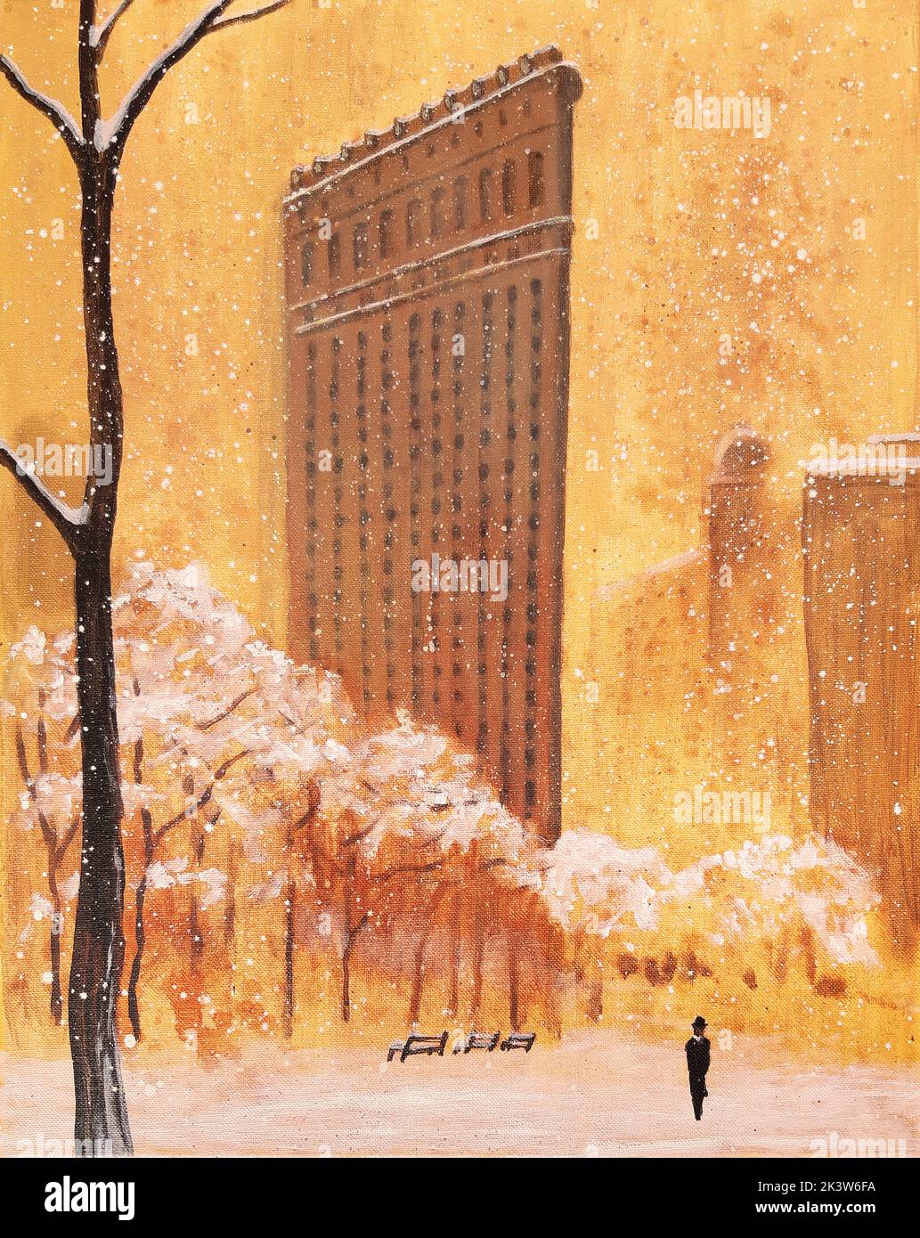 The iconic Flatiron building in New York City looms over the winter ...