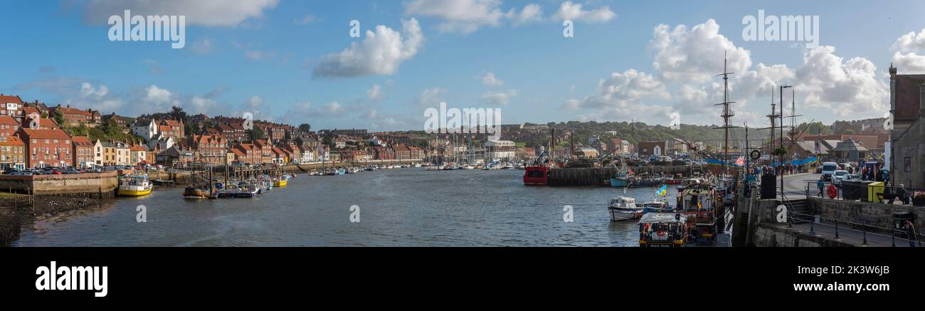 The port and seaside town of Whitby in North Yorkshire, UK Stock Photo ...