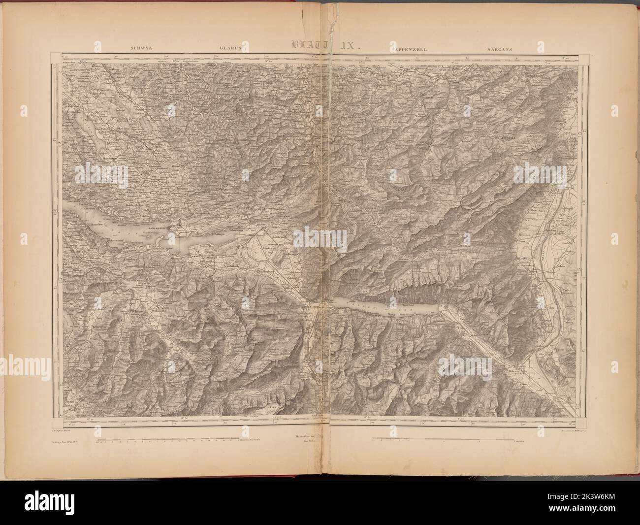 Blatt IX: Schwyz, Glarus, Appenzell, Sargans Cartographic. Maps. 1879 ...