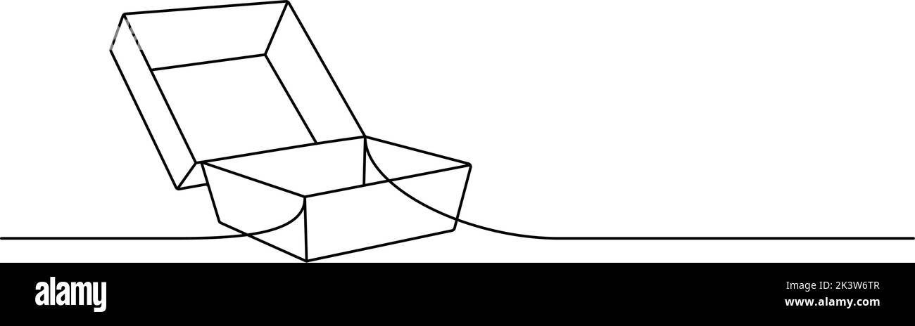Craft Burger Box One Line Continuous Drawing Empty Cardboard Boxes