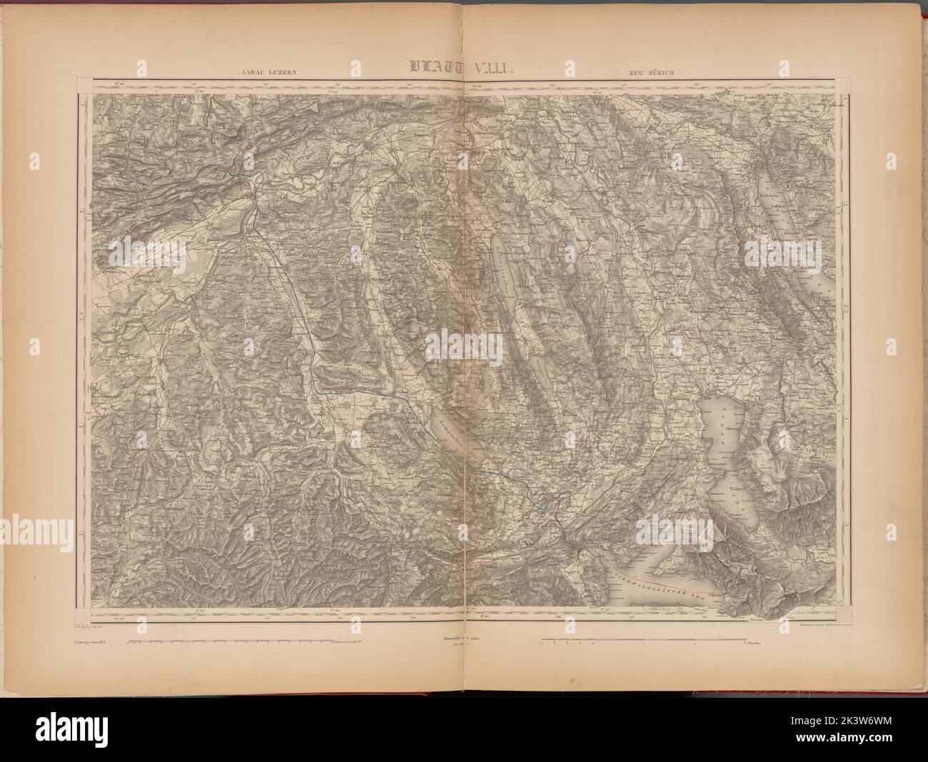 Blatt VIII: Aarau, Luzern, Zug, Zurich Cartographic. Maps. 1879. Lionel ...