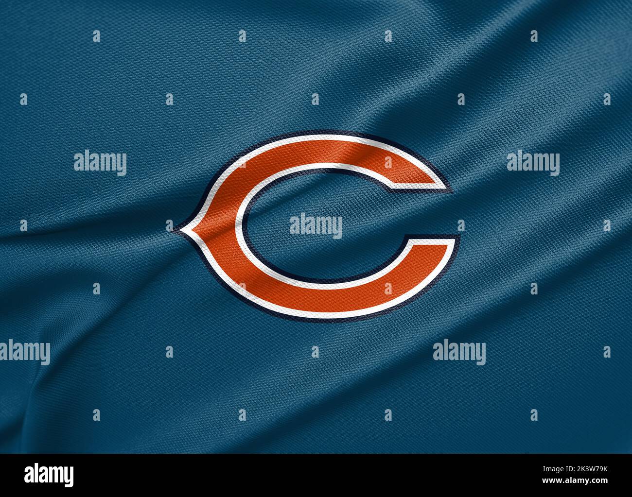 Flag Chicago Bears, flag of American football team Chicago Bears, fabric flag Chicago Bears, 3D ...