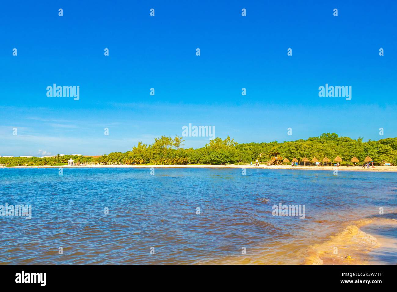 Tropical mexican beach landscape panorama with clear turquoise blue ...