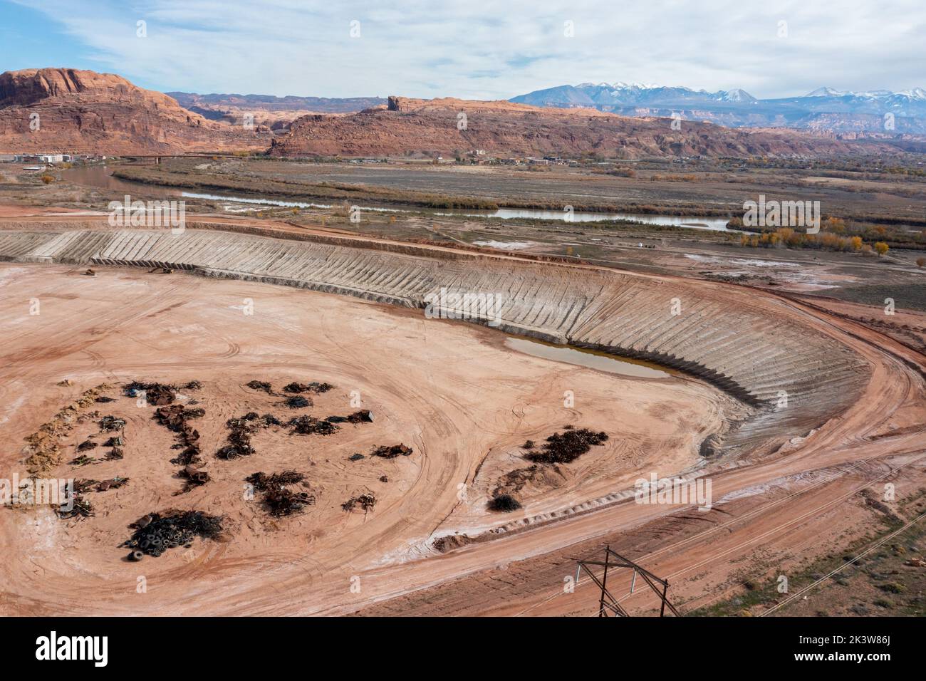 Aerial view of the Moab UMTRA Project to remove radioactive tailings ...