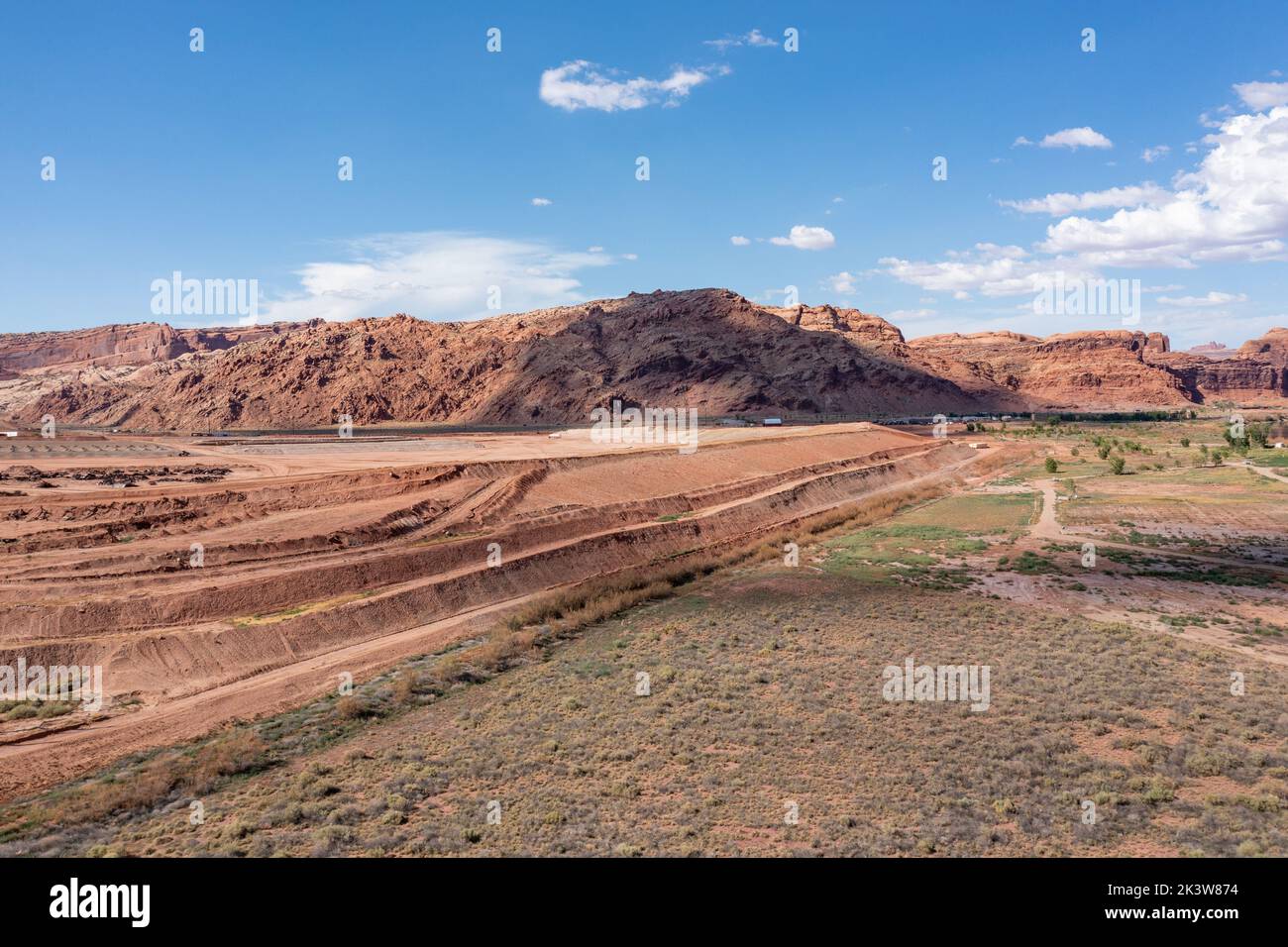 Aerial view of the Moab UMTRA Project to remove radioactive tailings ...