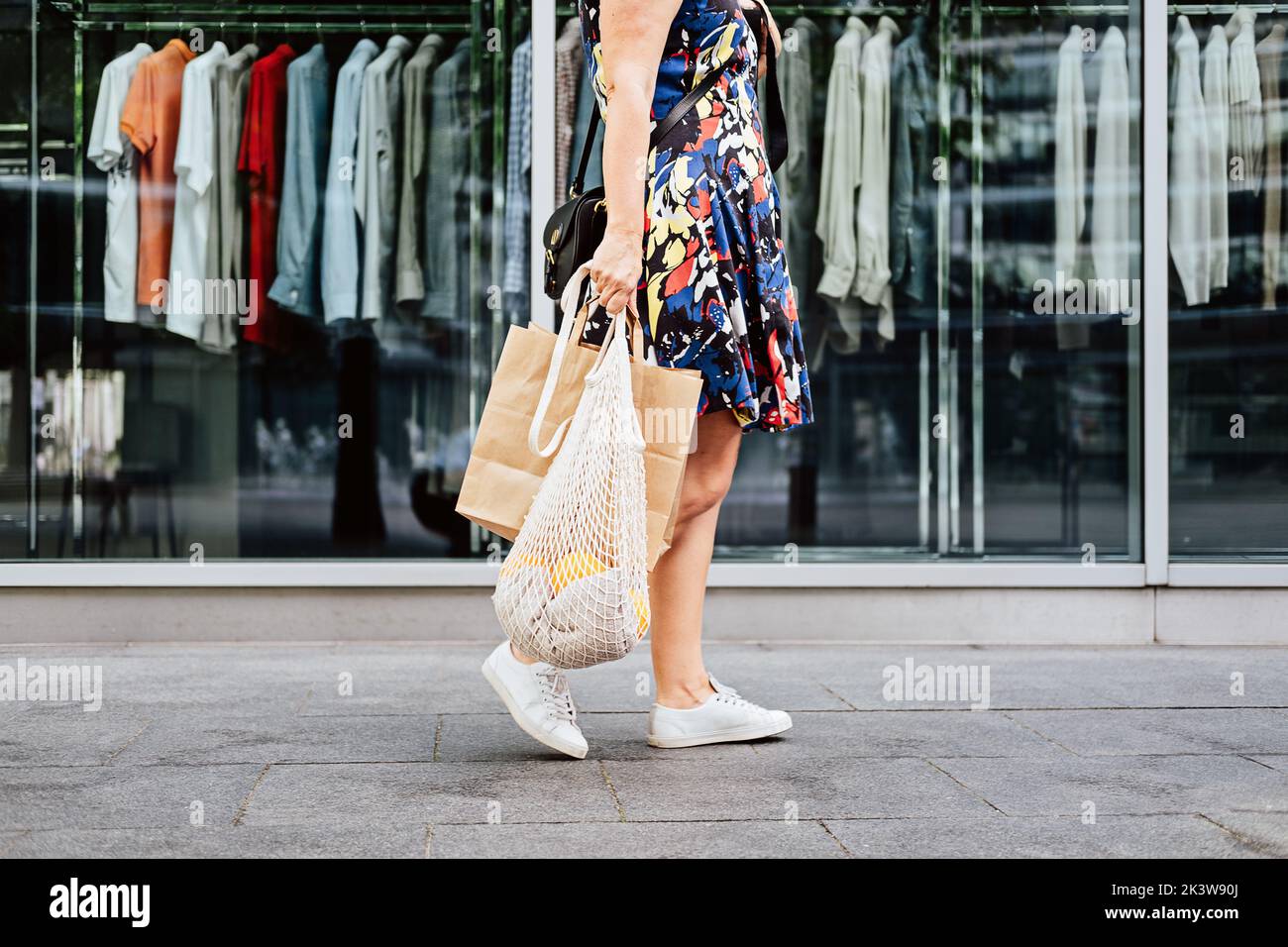 Sustainable Eco Friendly slow fashion Shopping. Faceless portrait of ...