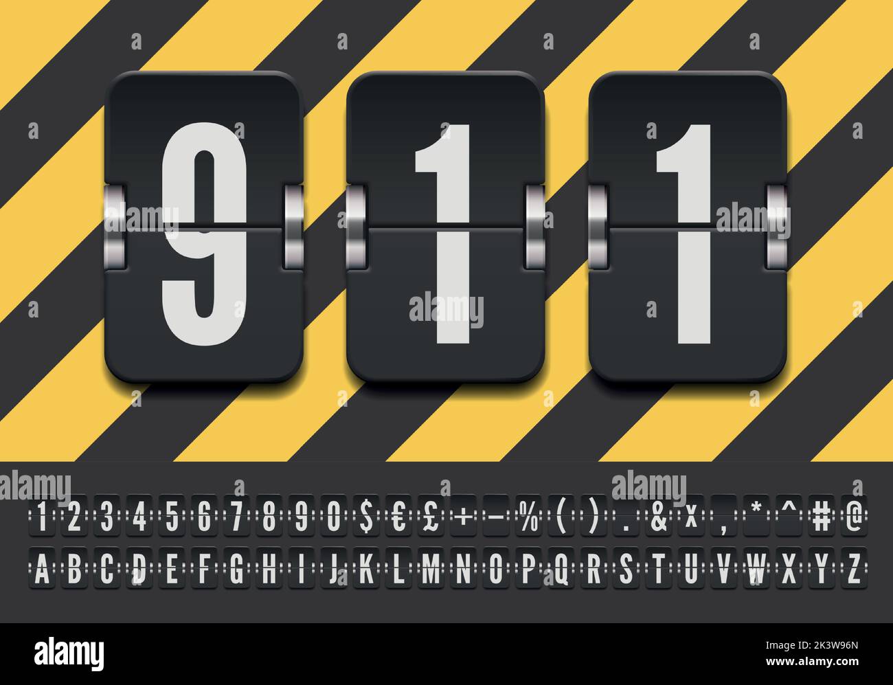 Black terminal mechanical scoreboard font to display emergency numbers ...
