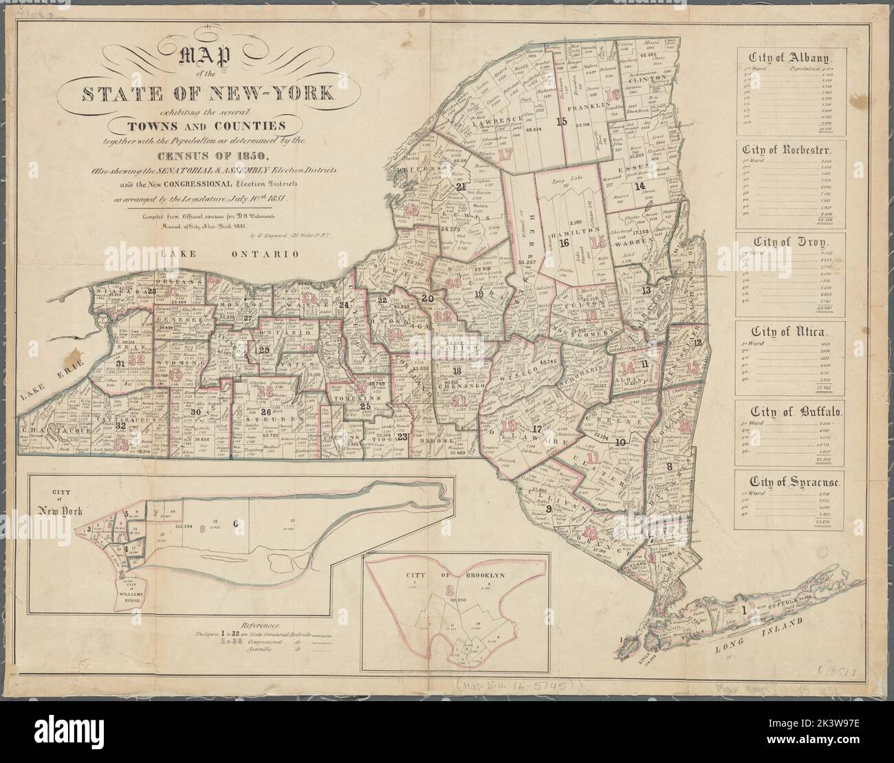 Map of the State of New-York exhibiting the several towns and counties ...