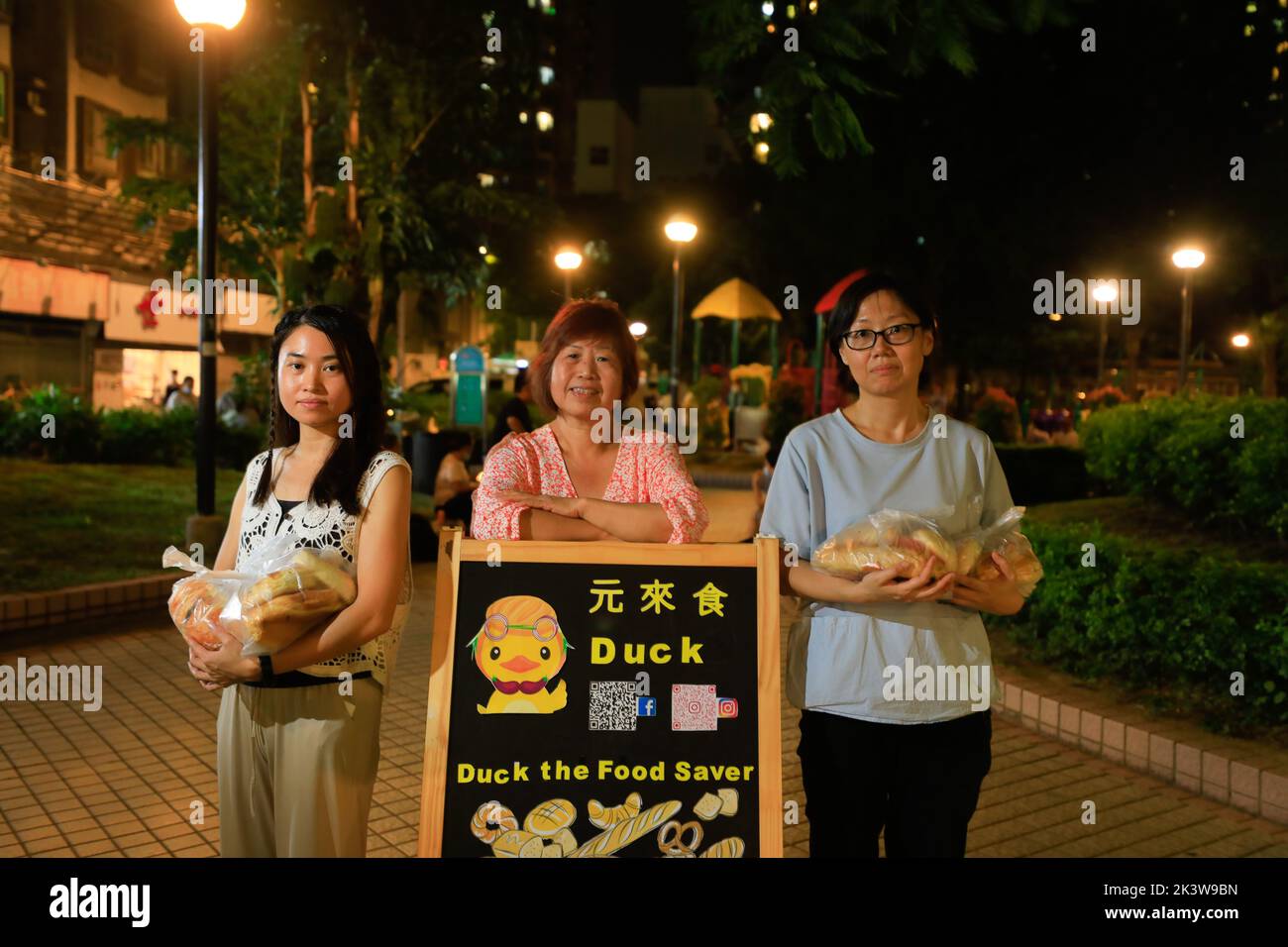 From left, Duck the Food Saver Co-founders Amy Lai Sui-fong, Shadow ...