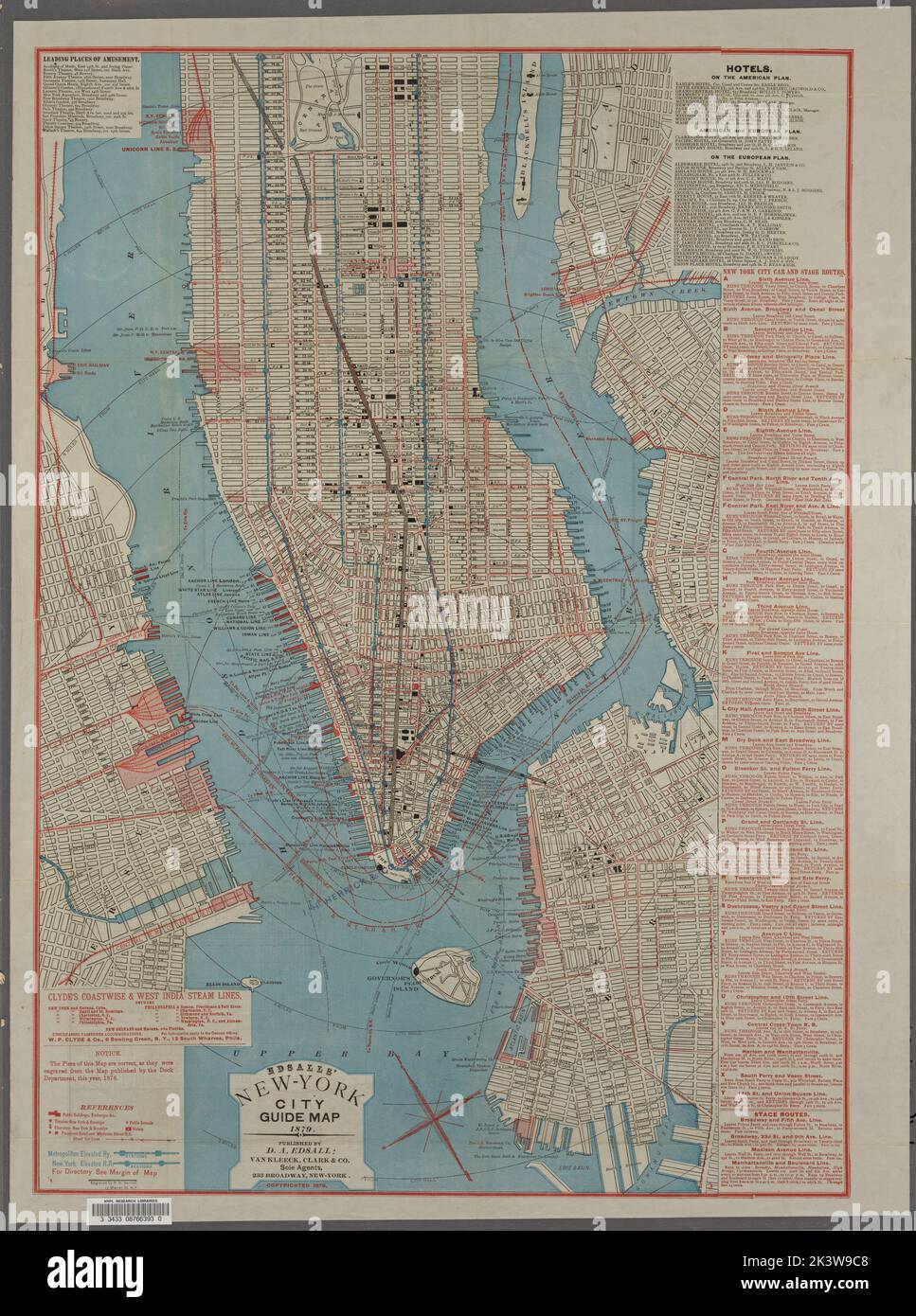 Edsalls' New York City guide map Cartographic. Maps. 1879. Lionel ...