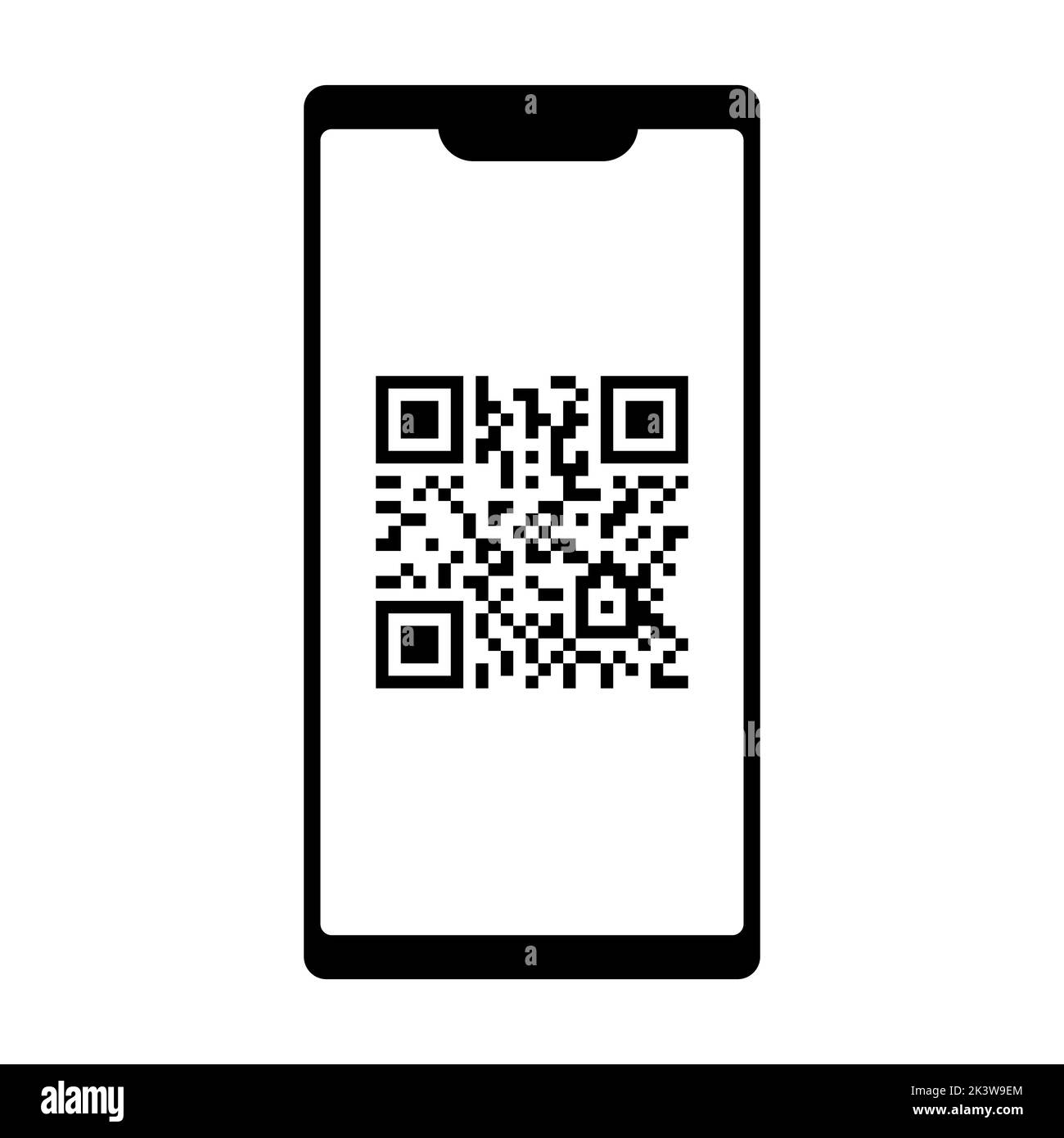 Smartphone with QR code. Vector icon in thin line style Stock Vector ...