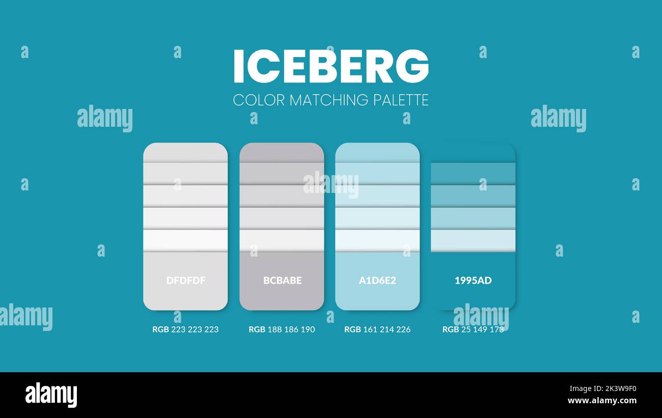 Iceberg color guide book cards samples. Color theme palettes or color ...