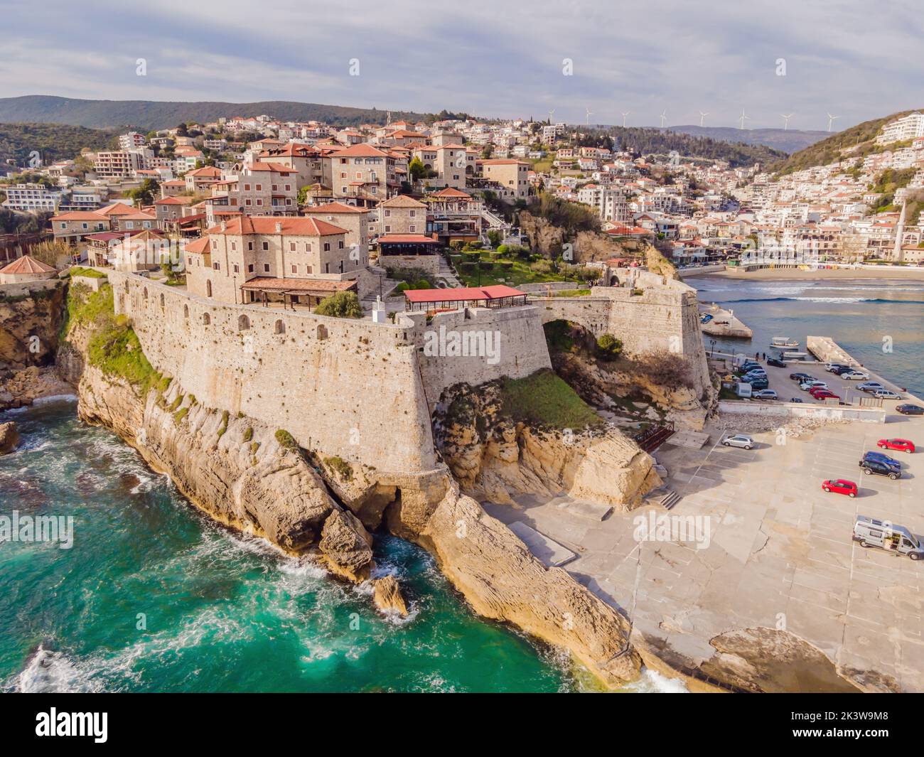 Amazing view on Ulcinj town in Montenegro. Clock Tower of Ulcinj Sahat ...