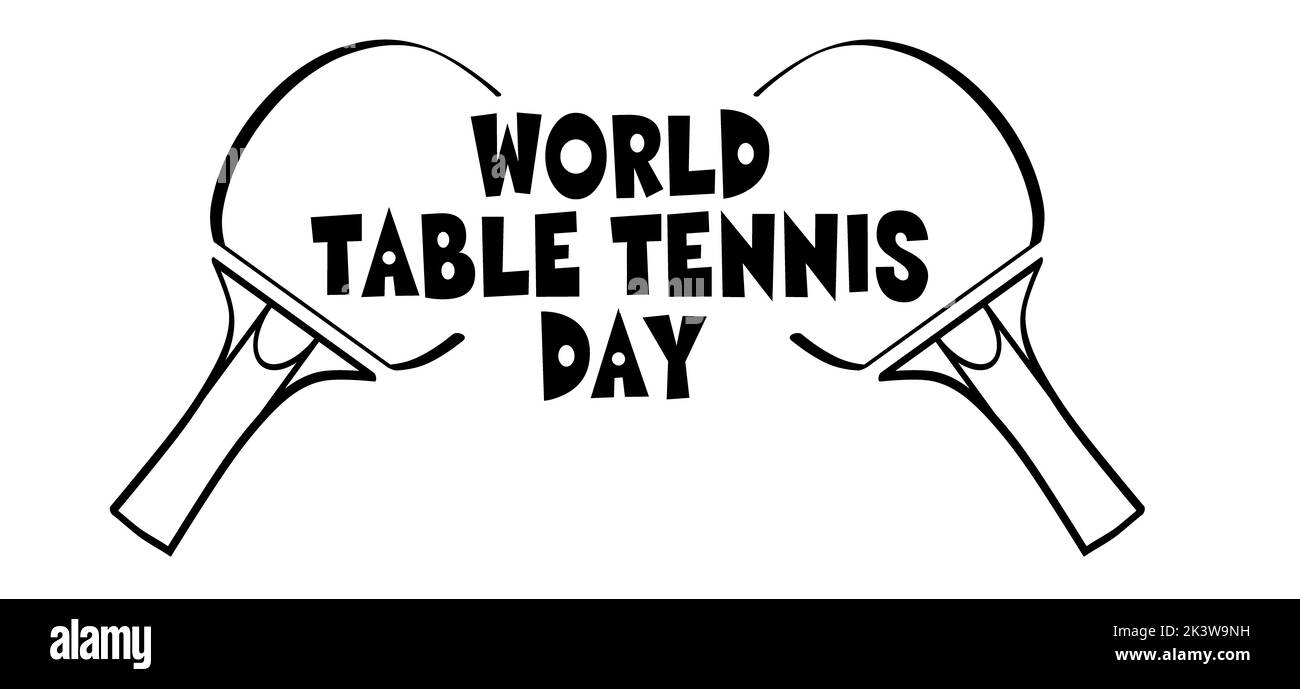 World table tennis day. Cartoon table tennis or ping pong on the table ...
