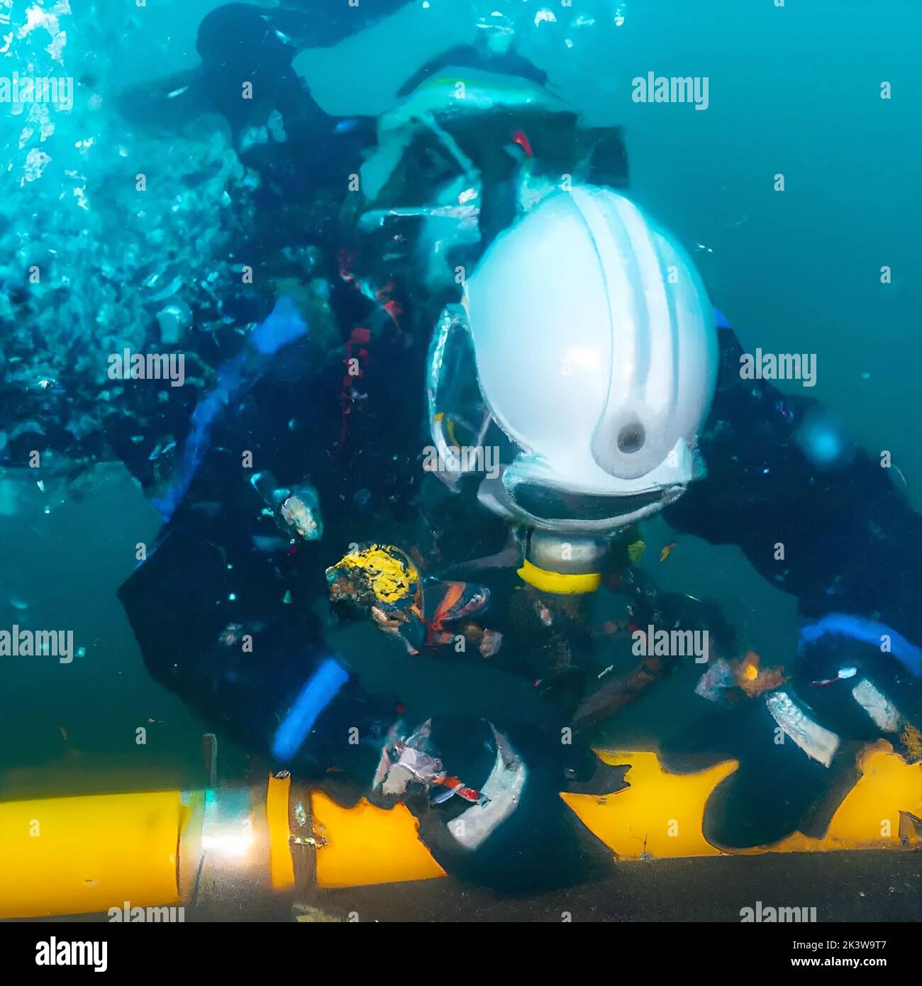technician diver repairing leaking the nord stream gas pipeline ...