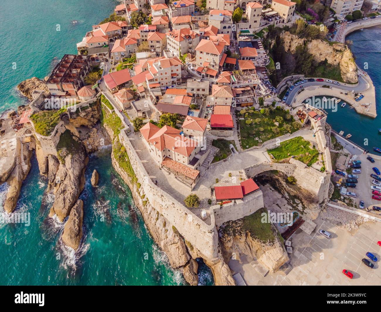 Amazing view on Ulcinj town in Montenegro. Clock Tower of Ulcinj Sahat ...