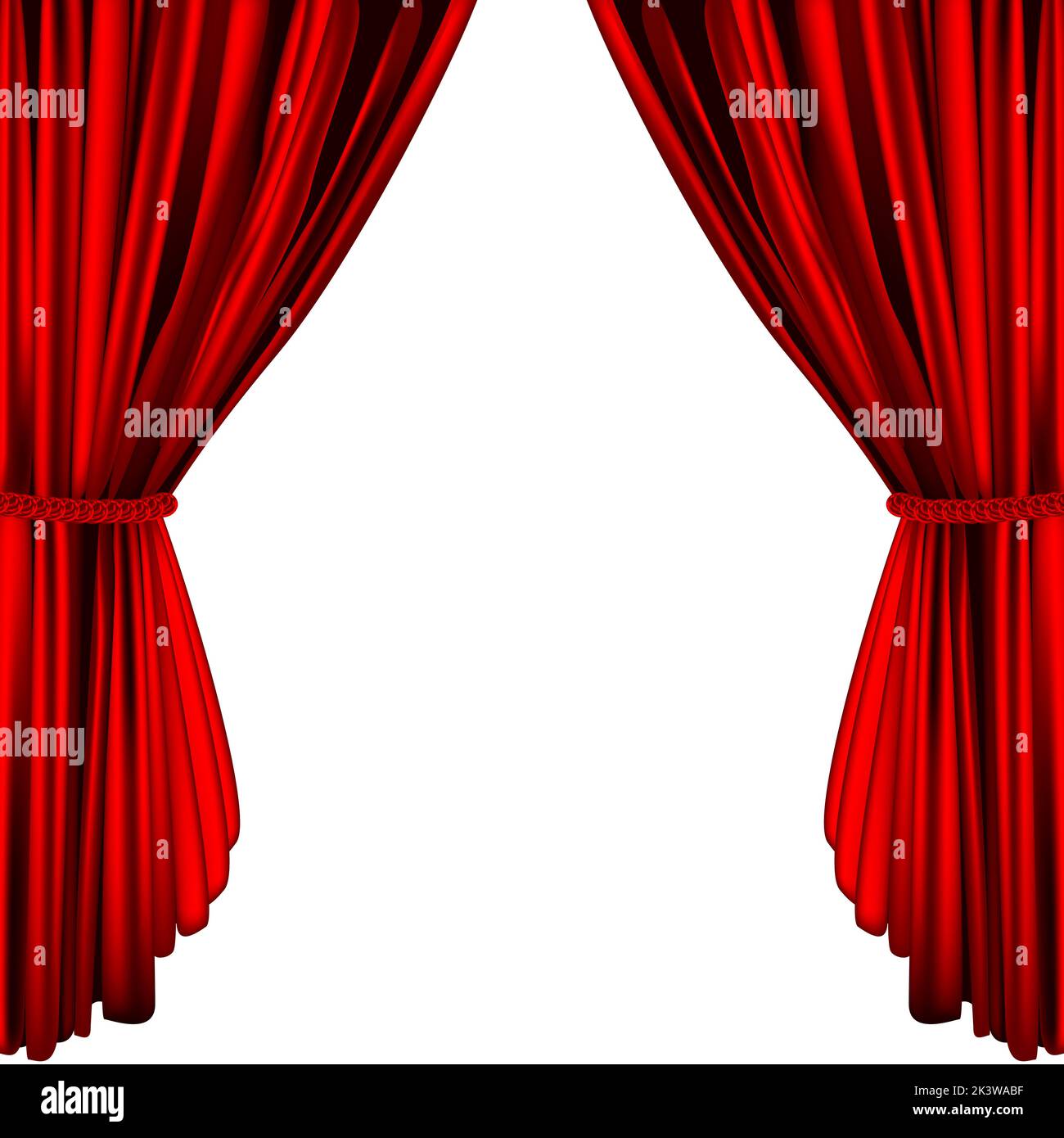 Red curtain isolated on a white background - design element banner ...